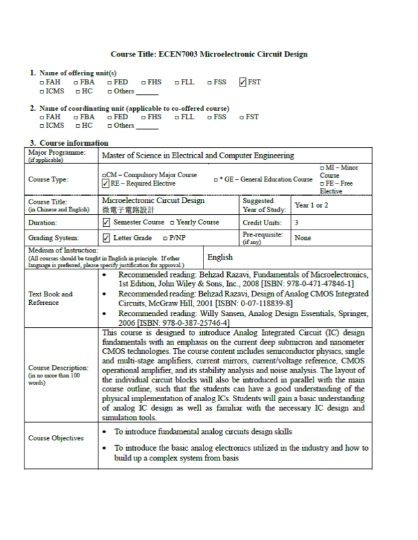MSc Course List – Faculty of Science and Technology | University of Macau