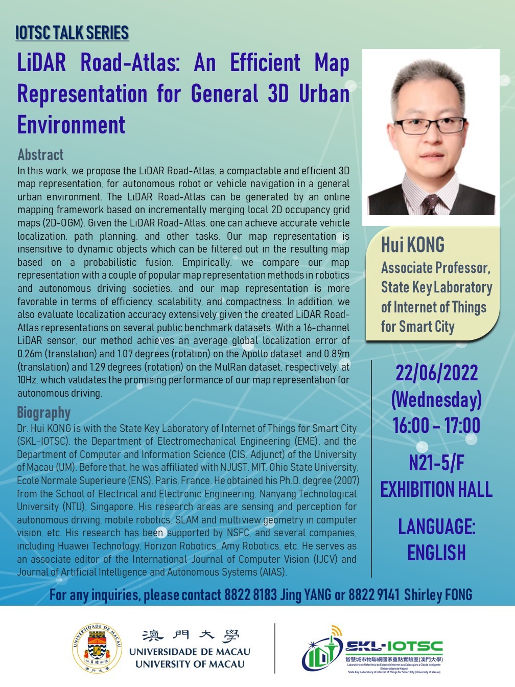 IOTSC Professor Talk Series: : LiDAR Road-Atlas: An Efficient Map Representation for General 3D ...