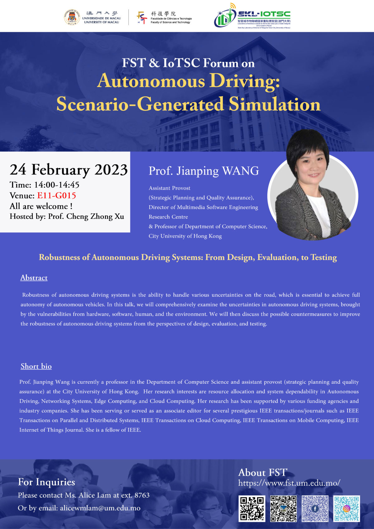 FST & IoTSC Forum on Autonomous Driving: Scenario-Generated Simulation Prof Jianping WANG from ...
