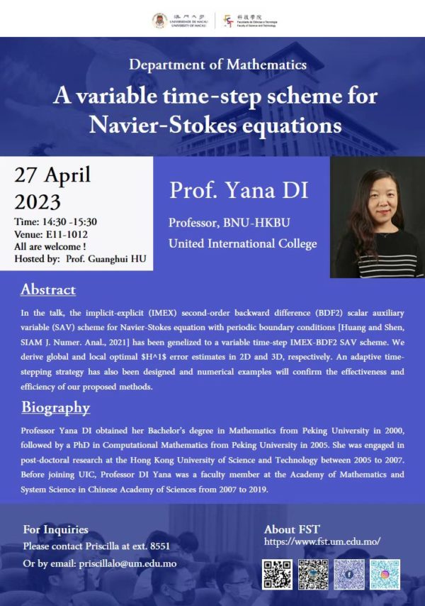 A variable time-step scheme for Navier-Stokes equations – Faculty of ...