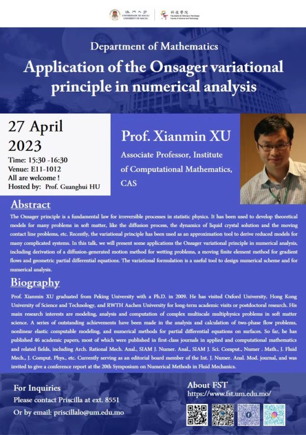 Application of the Onsager variational principle in numerical analysis – Faculty of Science and ...