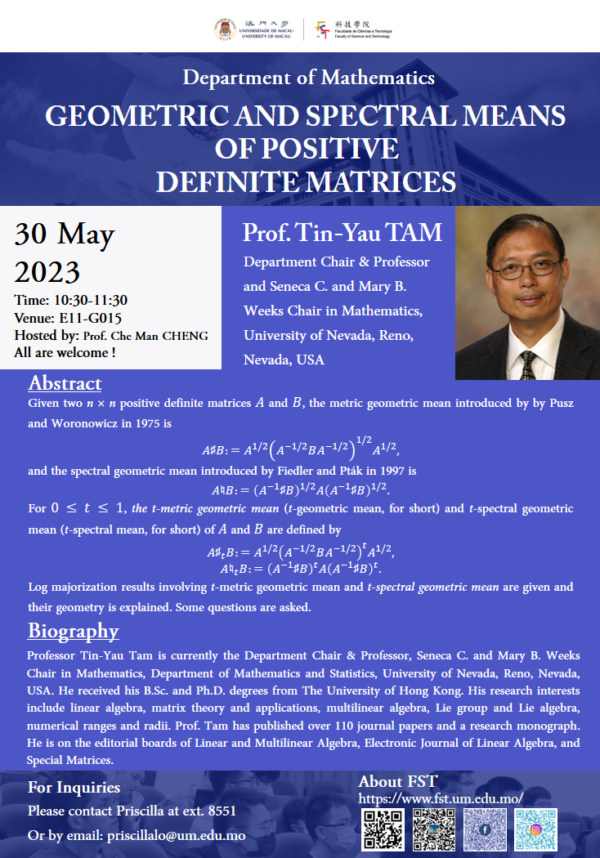 GEOMETRIC AND SPECTRAL MEANS OF POSITIVE DEFINITE MATRICES – Faculty of ...