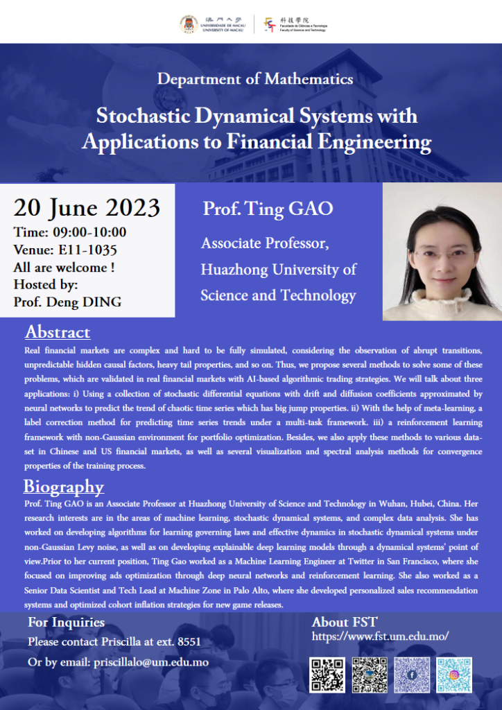 Stochastic Dynamical Systems with Applications to Financial Engineering ...