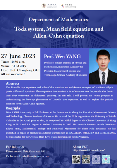 Toda system, Mean field equation and Allen-Cahn equation – Faculty of ...