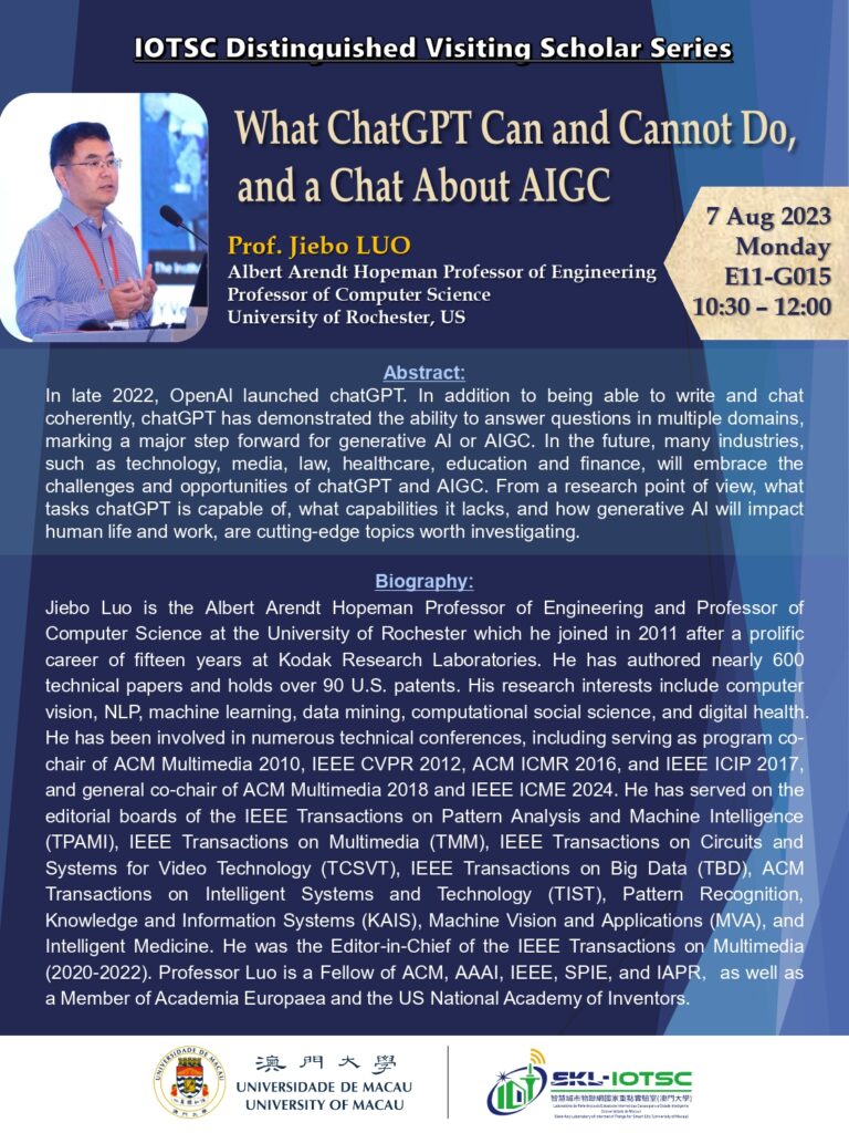 IOTSC Distinguished Visiting Scholar Series: What ChatGPT Can and ...