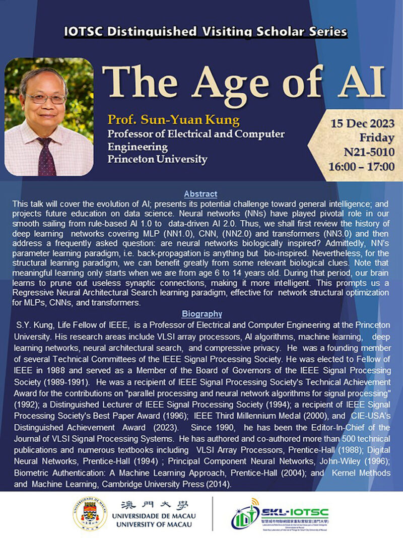 IOTSC Distinguished Visiting Scholar Series: The Age of AI – Faculty of ...