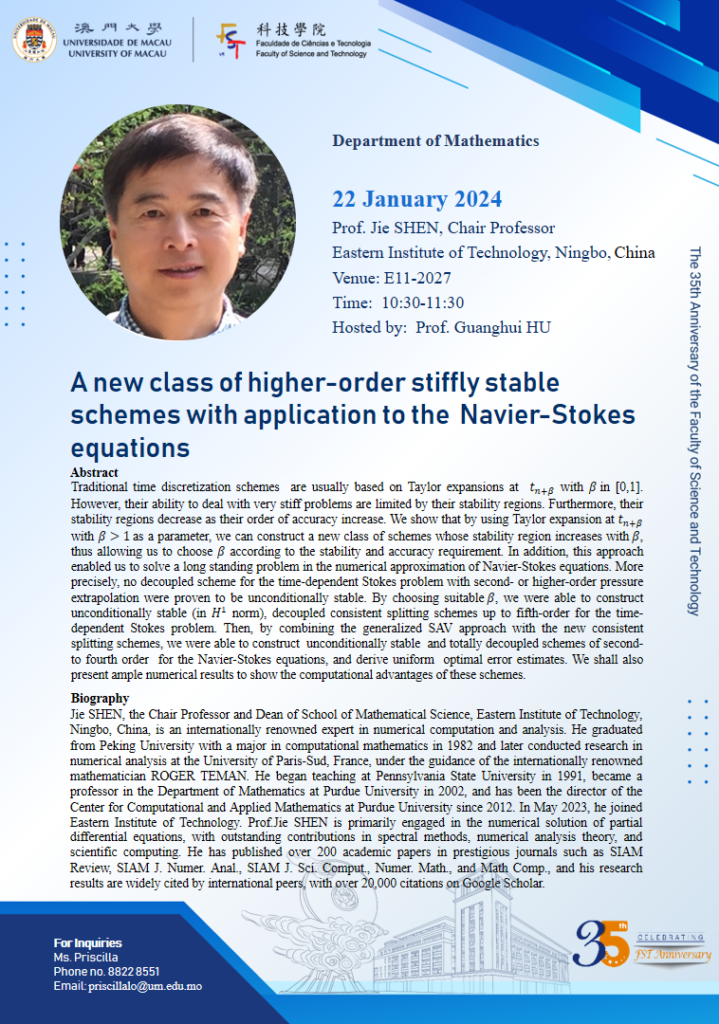 A new class of higher-order stiffly stable schemes with application to the Navier-Stokes ...