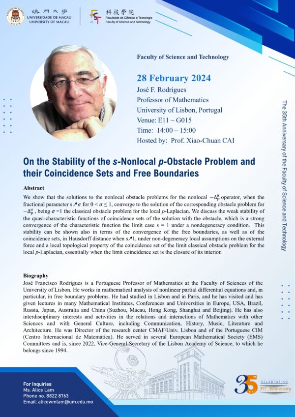 On the Stability of the s-Nonlocal p-Obstacle Problem and their ...