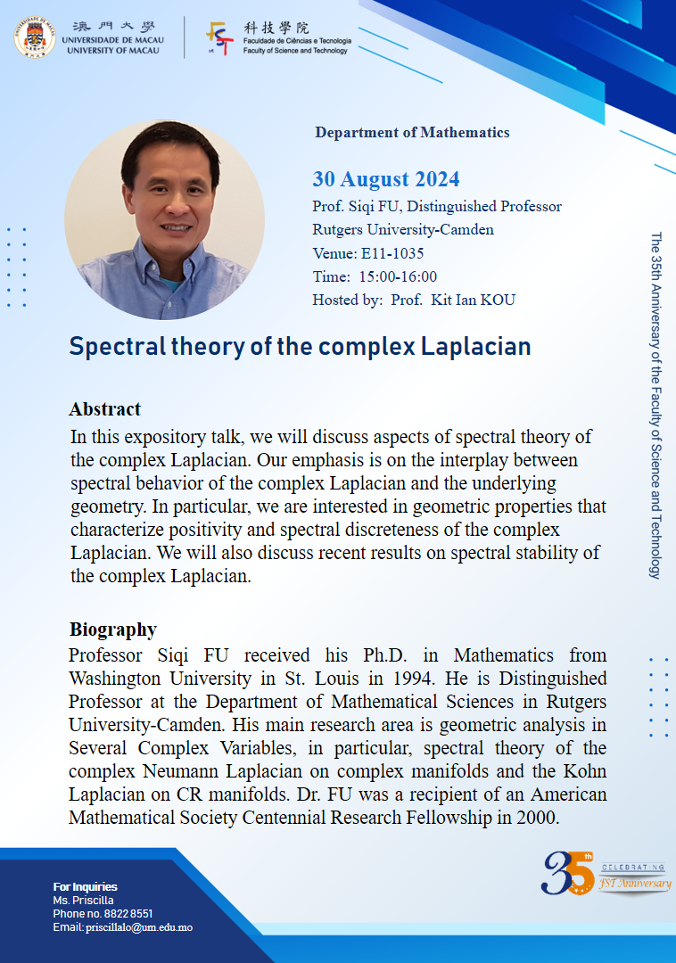 Spectral theory of the complex Laplacian – Faculty of Science and ... Spectral theory of the complex Laplacian – Faculty of Science and ...