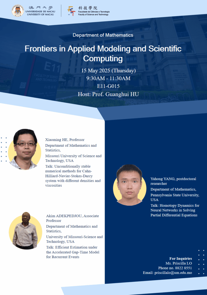 Frontiers in Applied Modeling and Scientific Computings – Faculty of ...