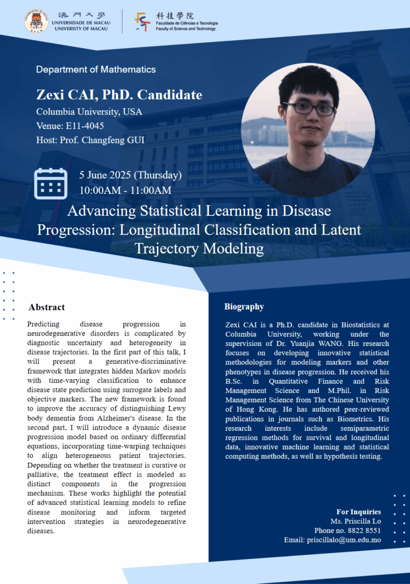 Advancing Statistical Learning in Disease Progression: Longitudinal ...