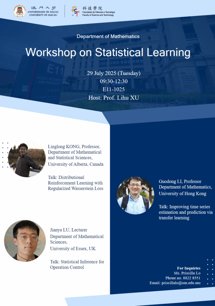 Workshop on Statistical Learning – Faculty of Science and Technology ...